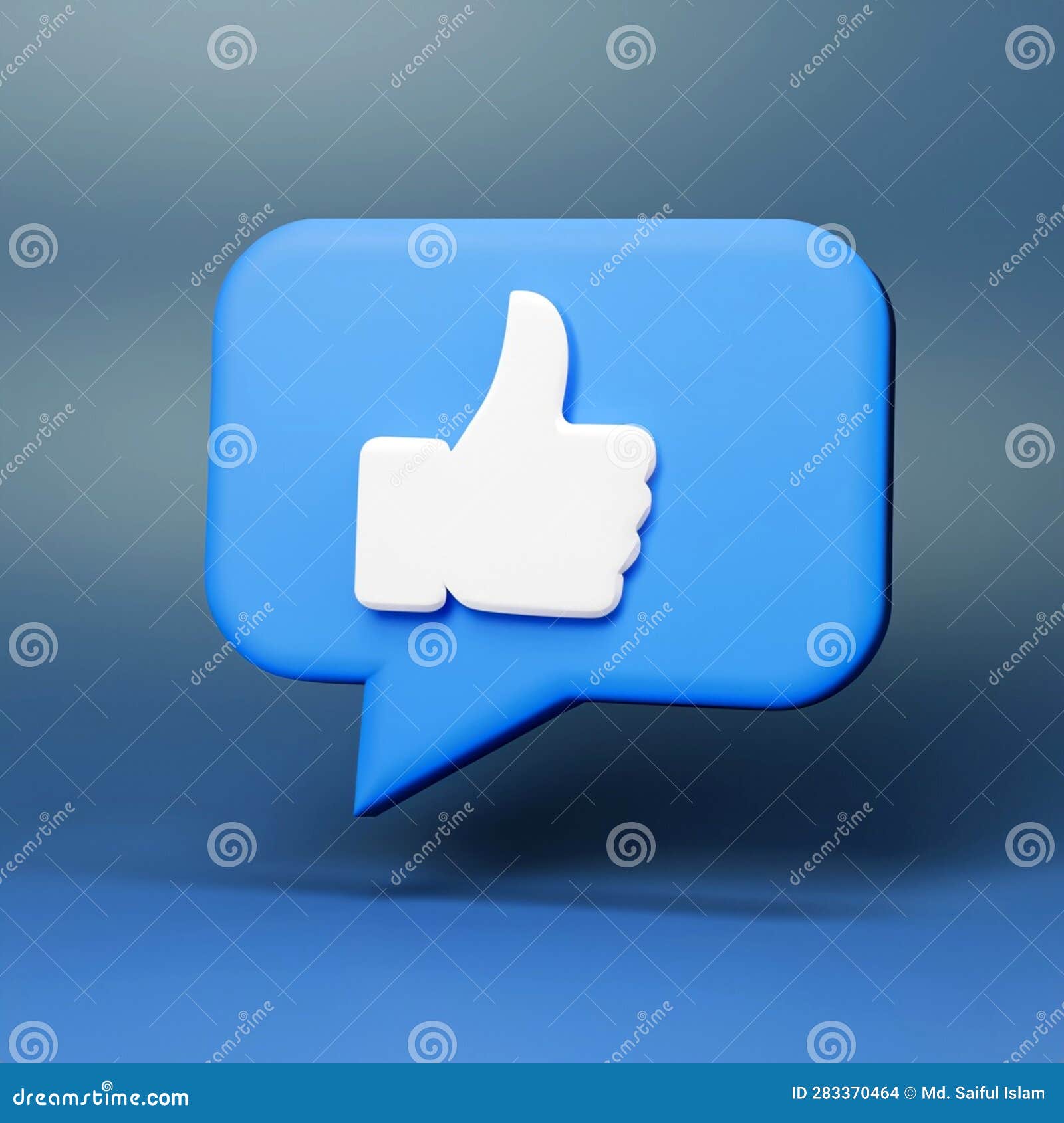 3d Render of Blue Like Icon in Speech Bubble, Social Medias Concepts ...
