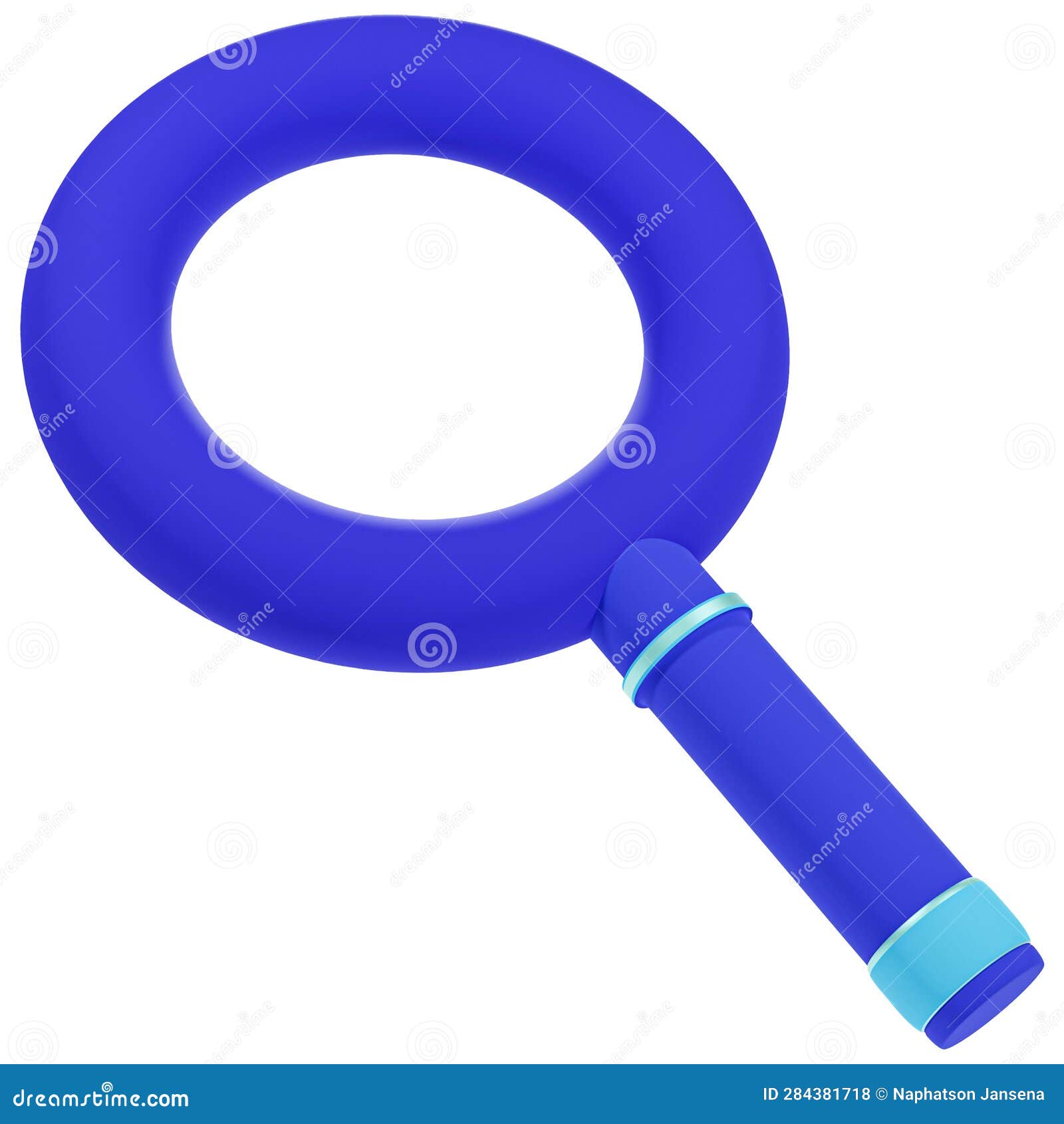3d Render of Blue Magnifying Glass Isolated on White Stock Illustration ...