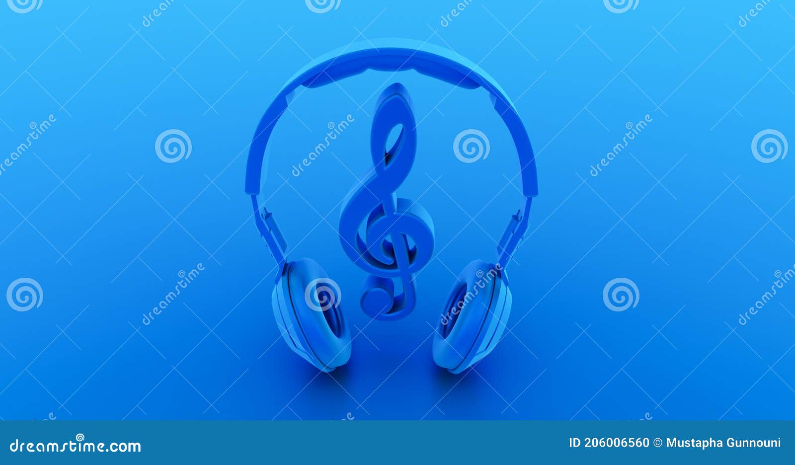 Blue Musical Notes with Headphone in the Middle, Concept Music Stock ...