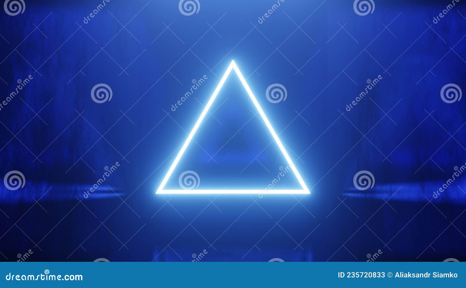 3D Render. Blue Neon Triangle Abstract Futuristic Hi-tech Background ...