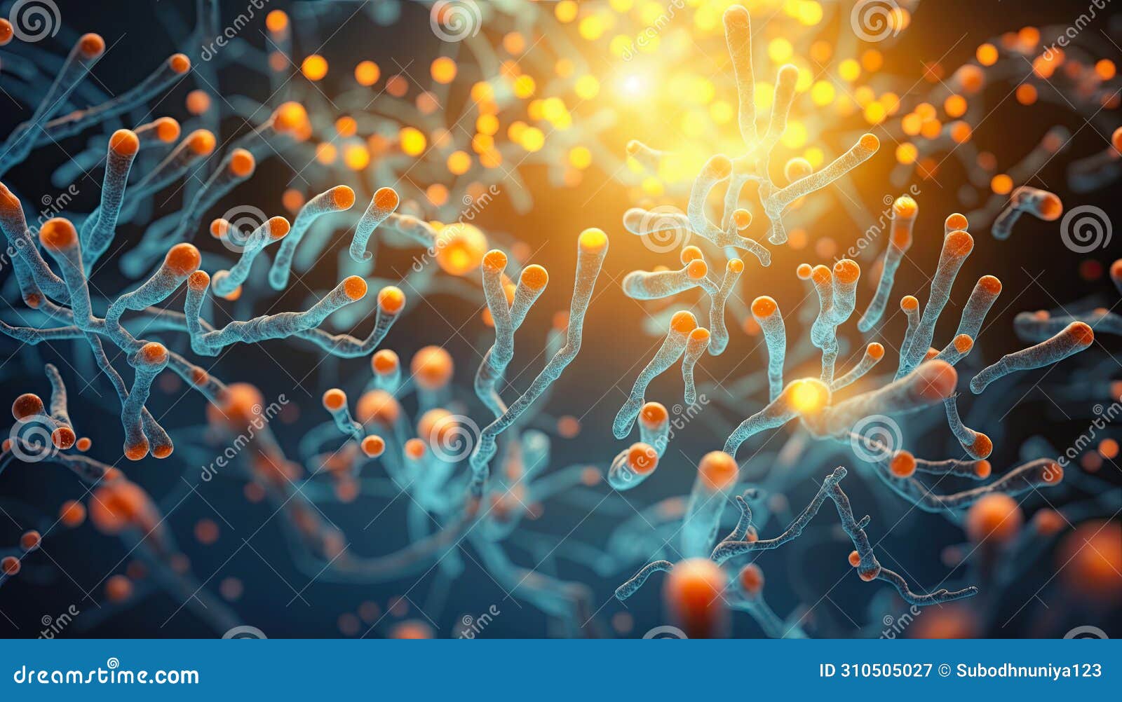 3d Render Of Blue And Orange DNA Molecule. Science Background Royalty ...