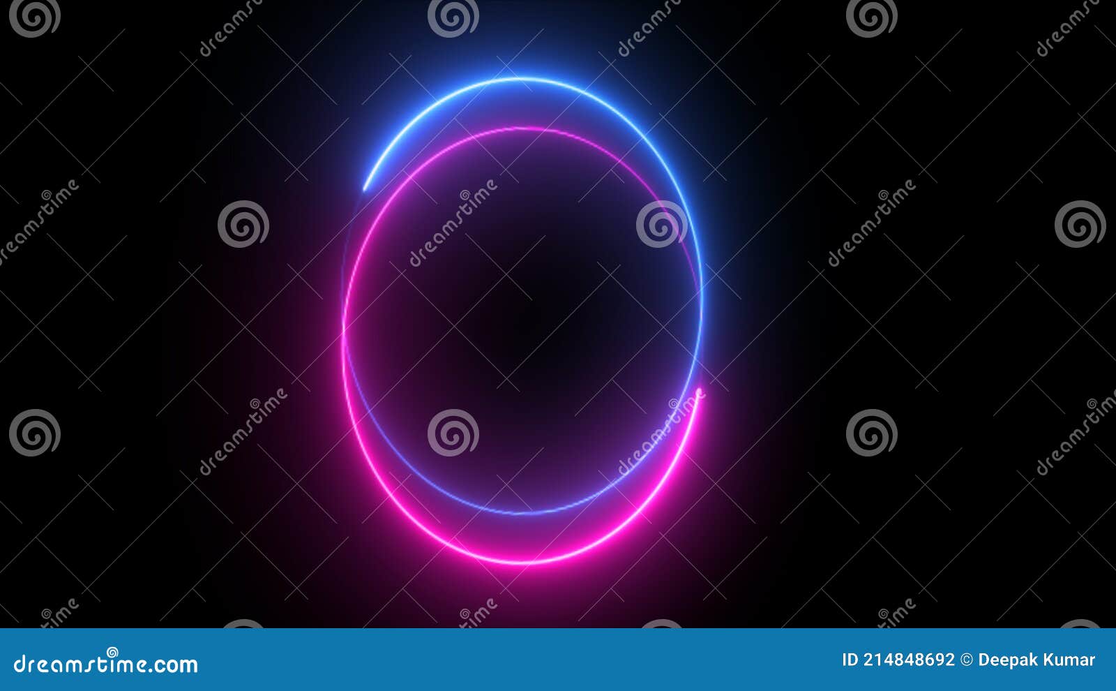 3d Render, Blue Pink Neon Round Frame Stock Illustration - Illustration ...