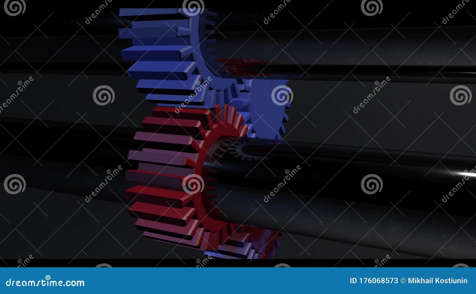 3d Render Blue and Red Gears Stock Video - Video of progress, metallic ...