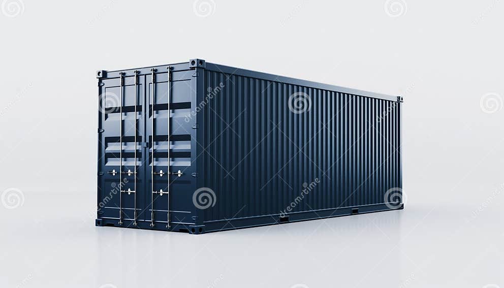 3D Render of a Blue Shipping Container Stock Illustration ...