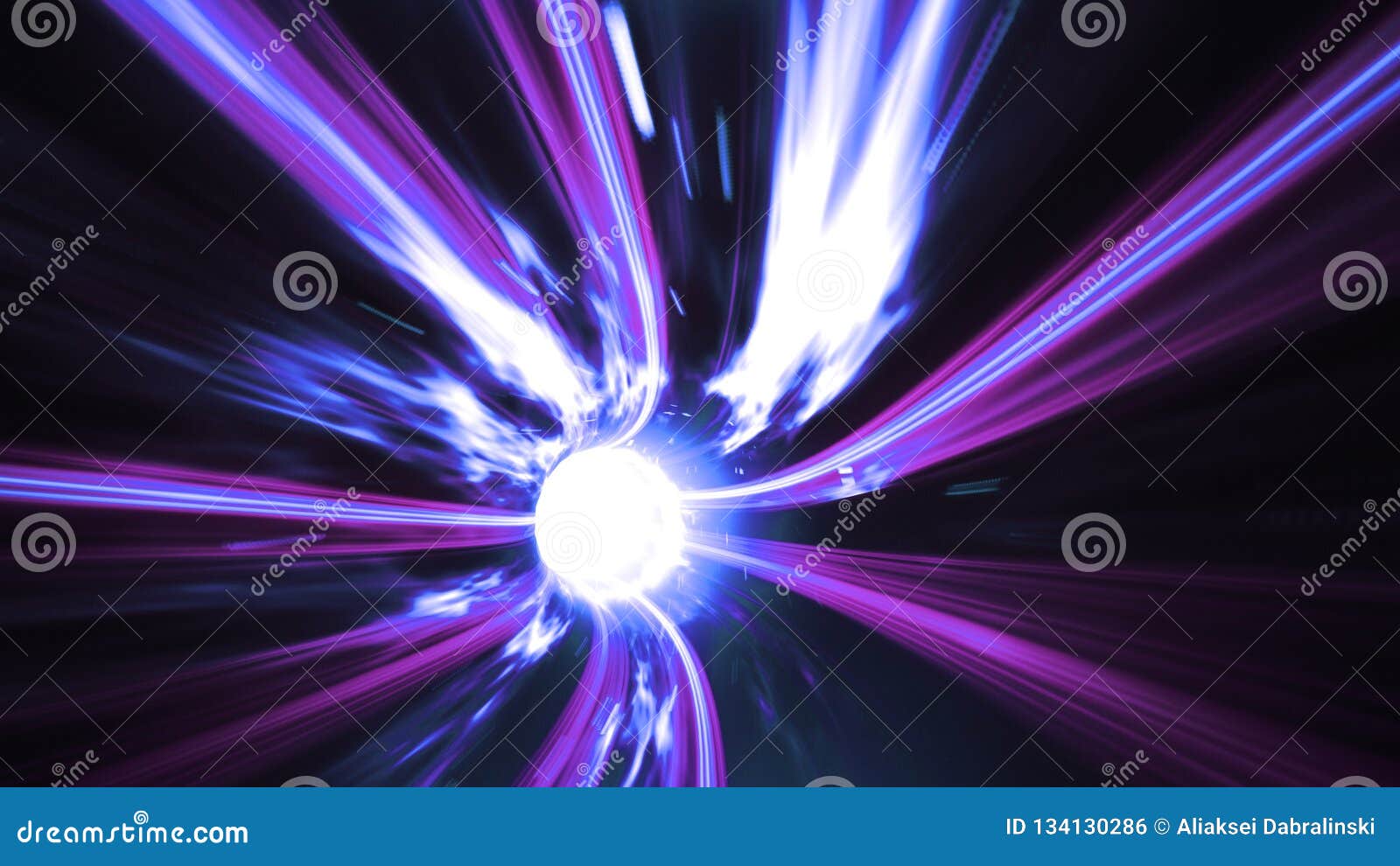 3d Render Blue-violet Wormhole Time Vortex Space Stock Illustration ...
