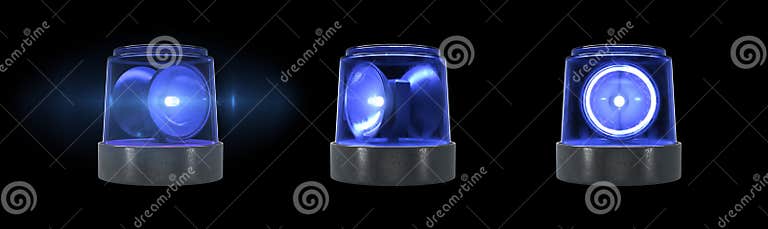 3d Render Blue Warning Light with Flare on a Black Background Stock ...