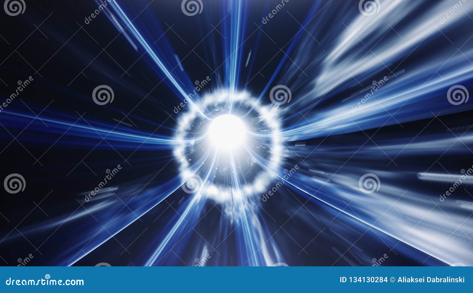 3d Render Blue Wormhole Time Vortex Space Stock Illustration ...