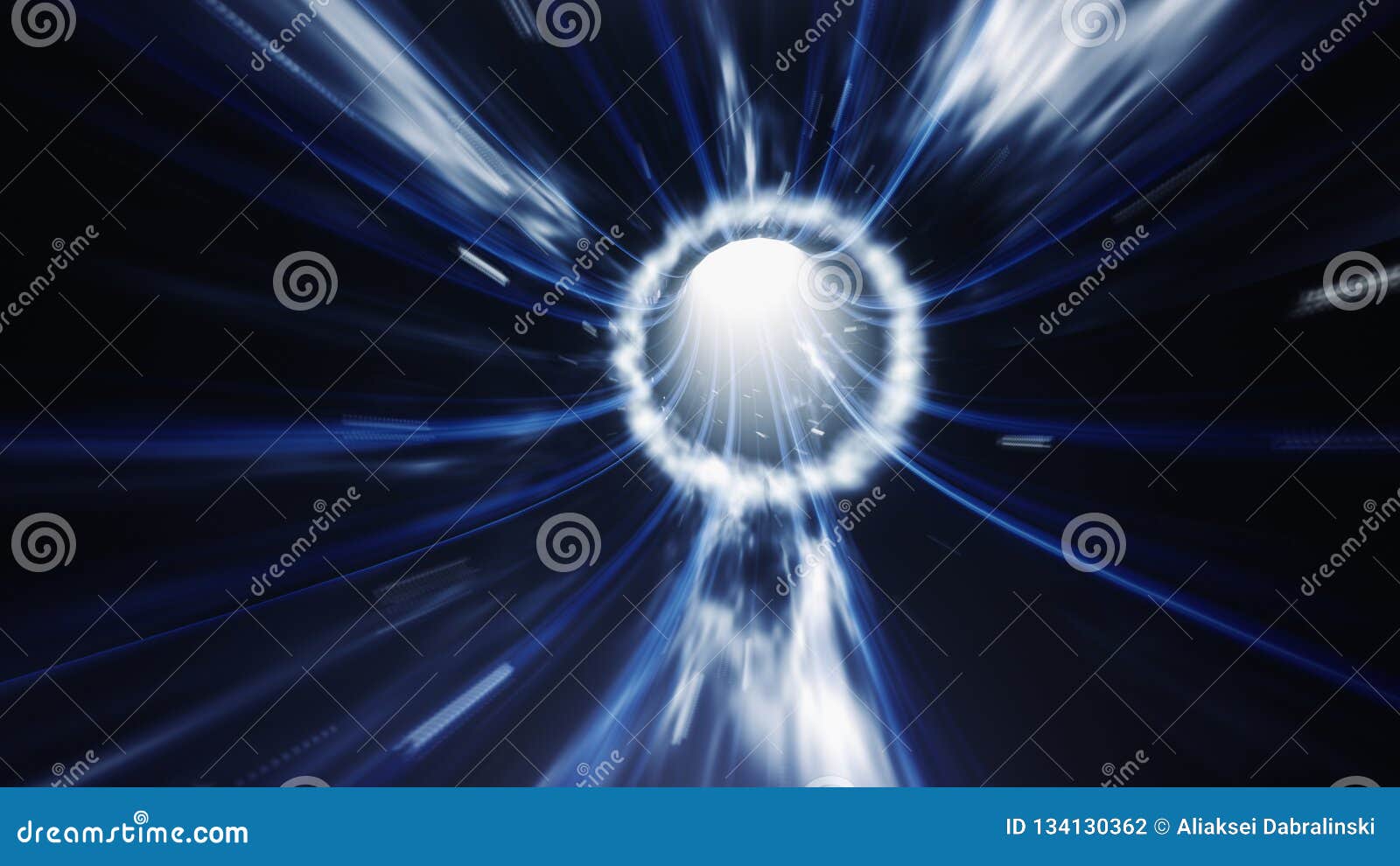 3d Render Blue Wormhole Time Vortex Space Stock Illustration ...
