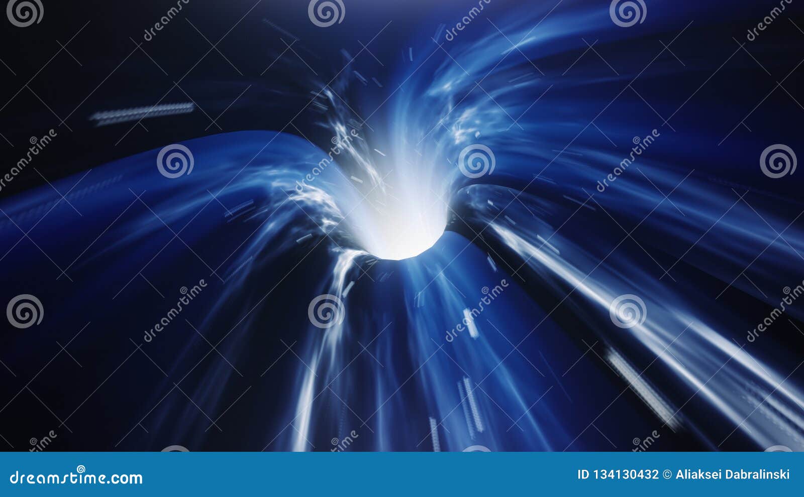 3d Render Blue Wormhole Time Vortex Space Stock Illustration ...