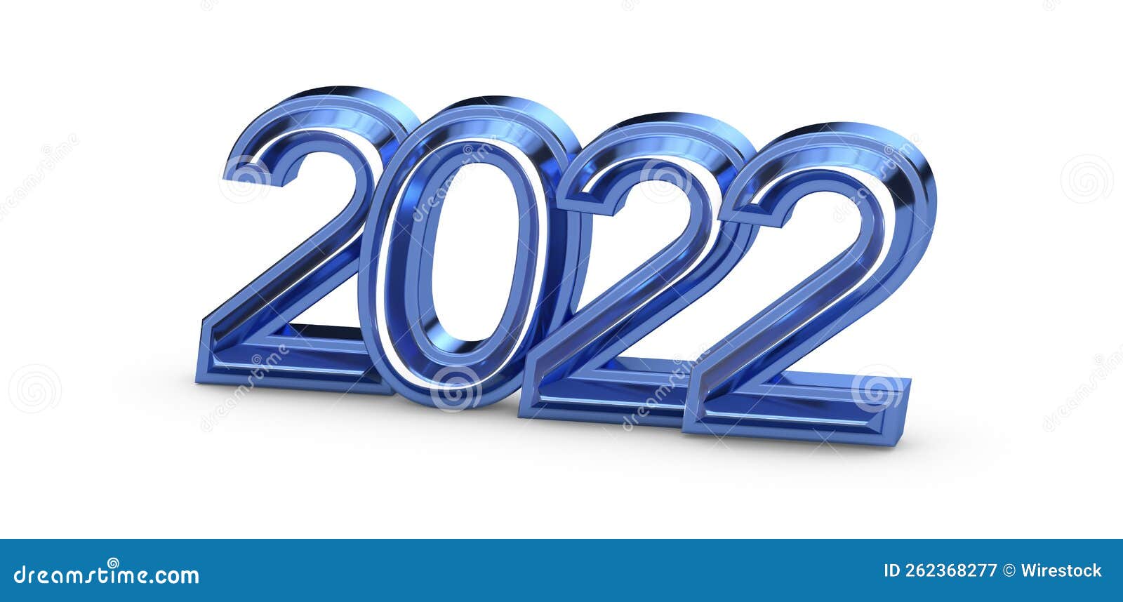 3D Render of the Blue Year 2022 Isolated on White Background Stock ...