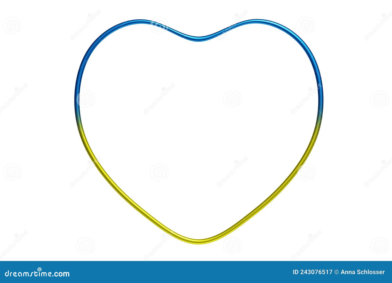 3d Render of Blue and Yellow Metallic Heart Frame on a White Background ...