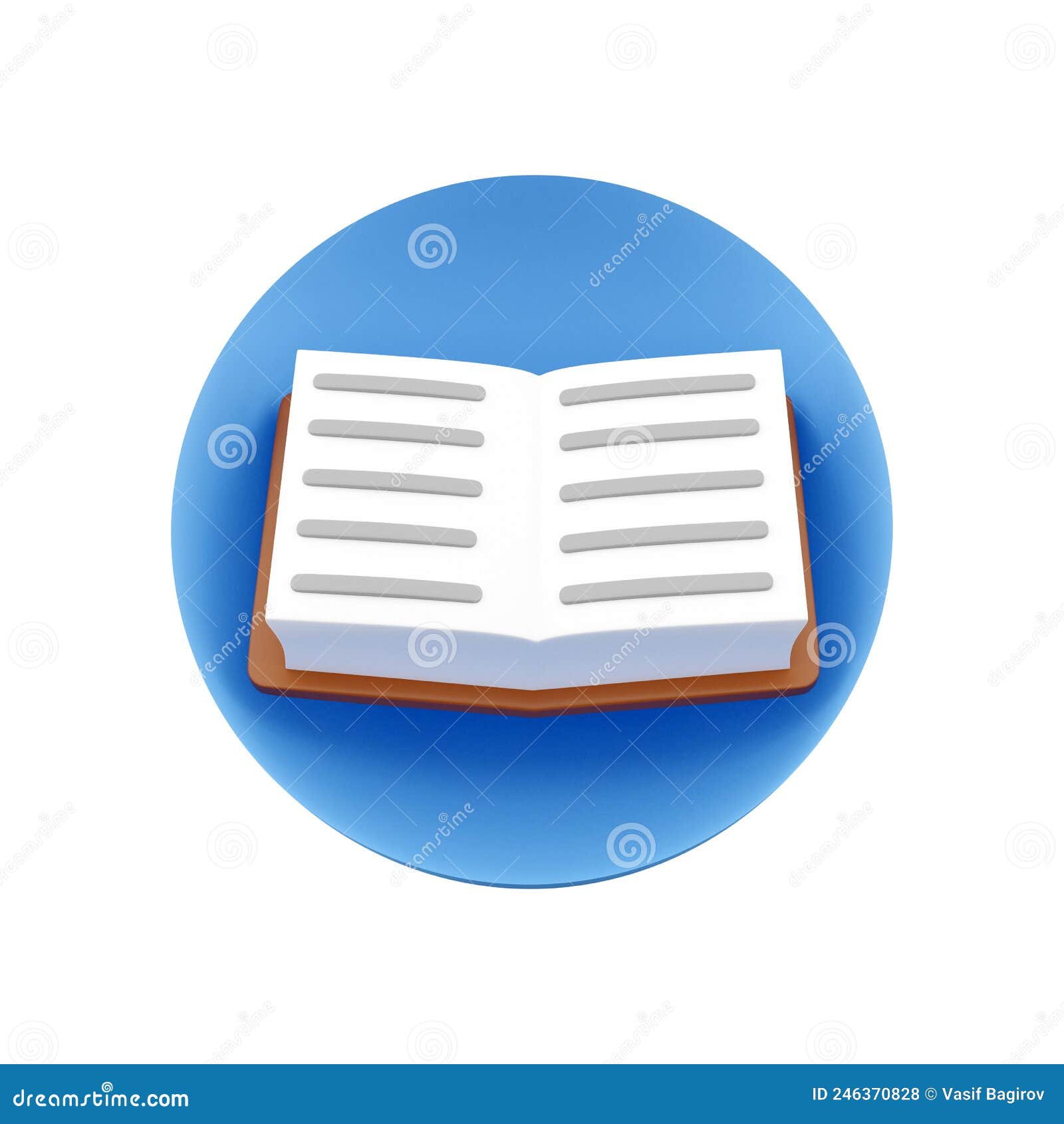 3D Render Book Icon on White Background. 3D Render Open Book Icon Blue ...