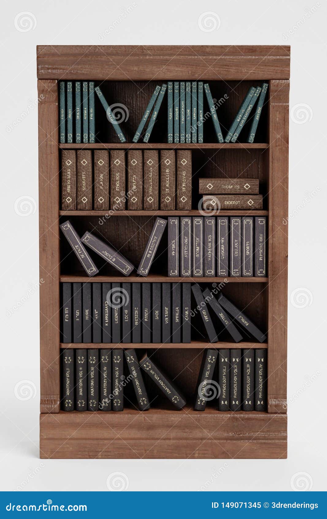 3D Render of Bookshelf with Books Stock Illustration - Illustration of ...
