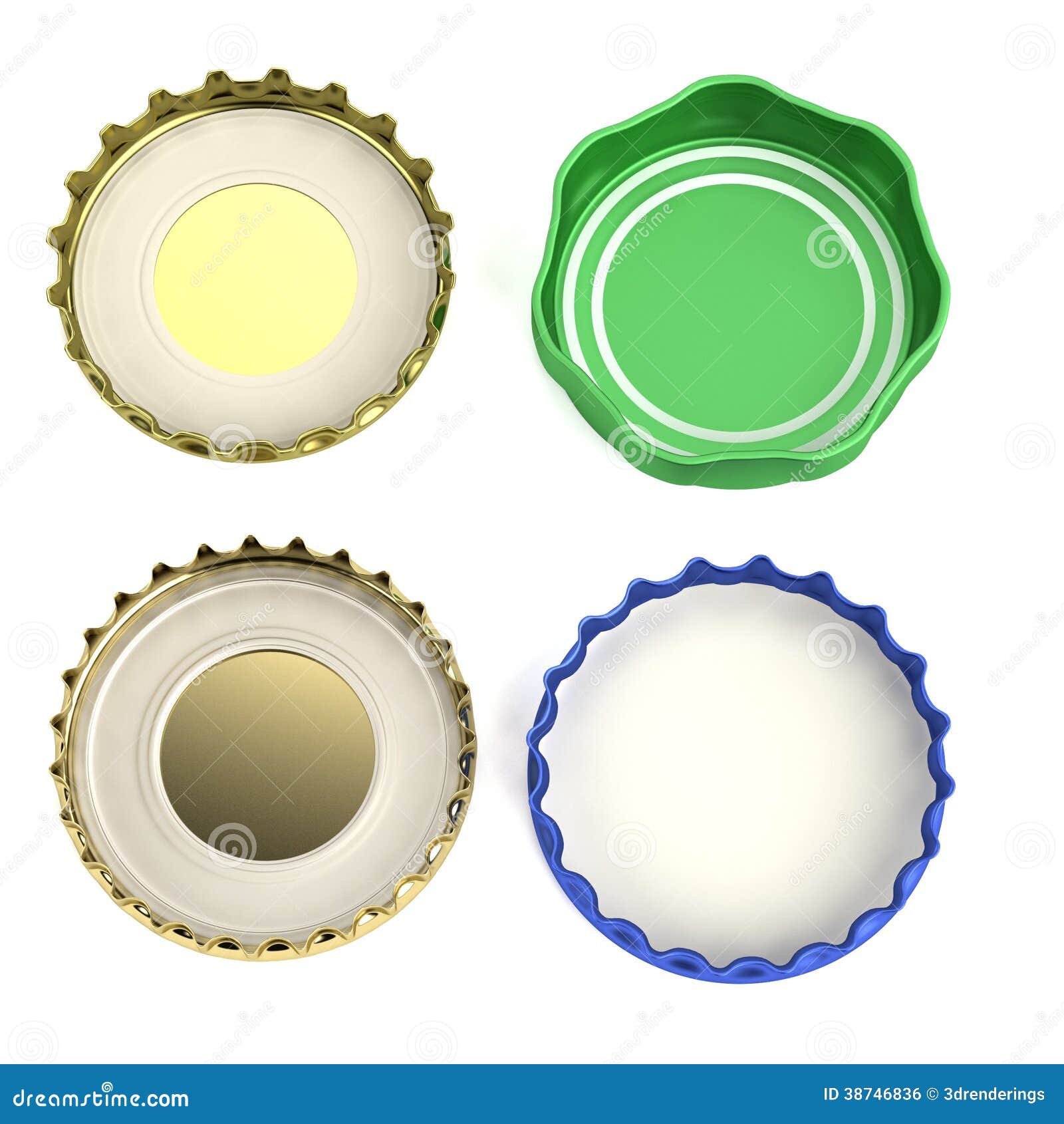 3d render of bottle lids stock illustration. Illustration of beer ...