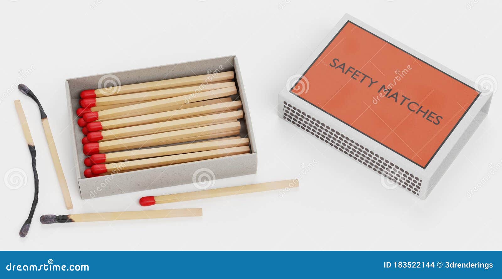 3d Render of Box of Matches Stock Illustration - Illustration of match ...