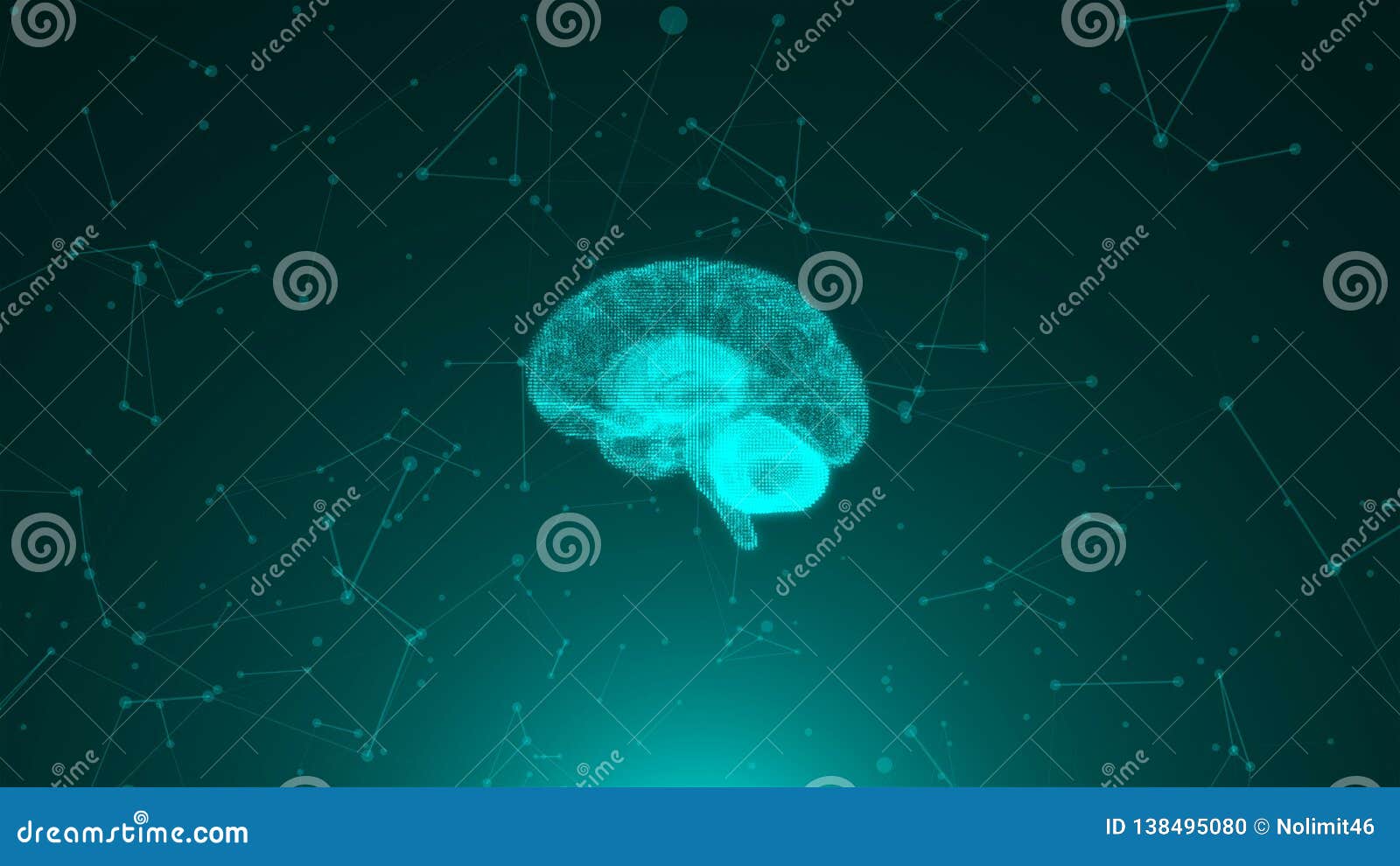 3d Render Brain Neurons With Synapses And Axons Stock Illustration ...