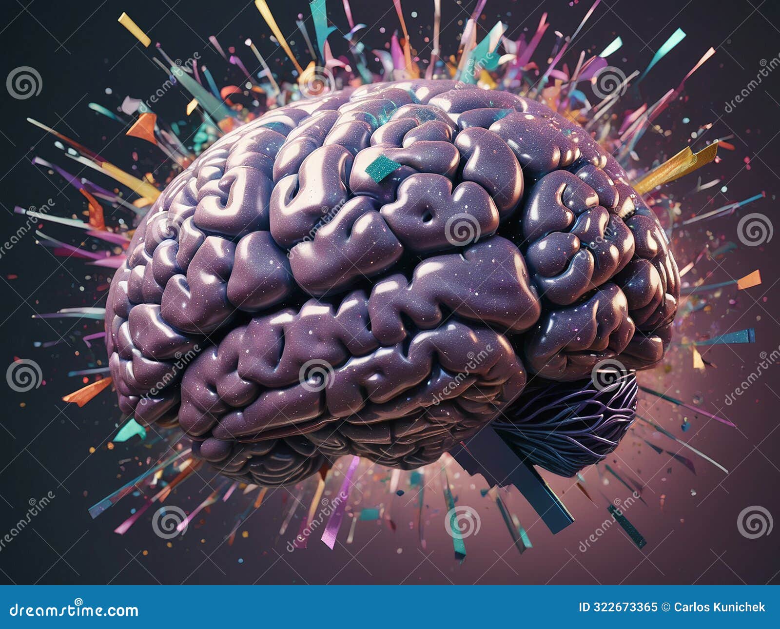 3d Render of a Brain with a Glitter Explosion Effect - Generated by Ai ...