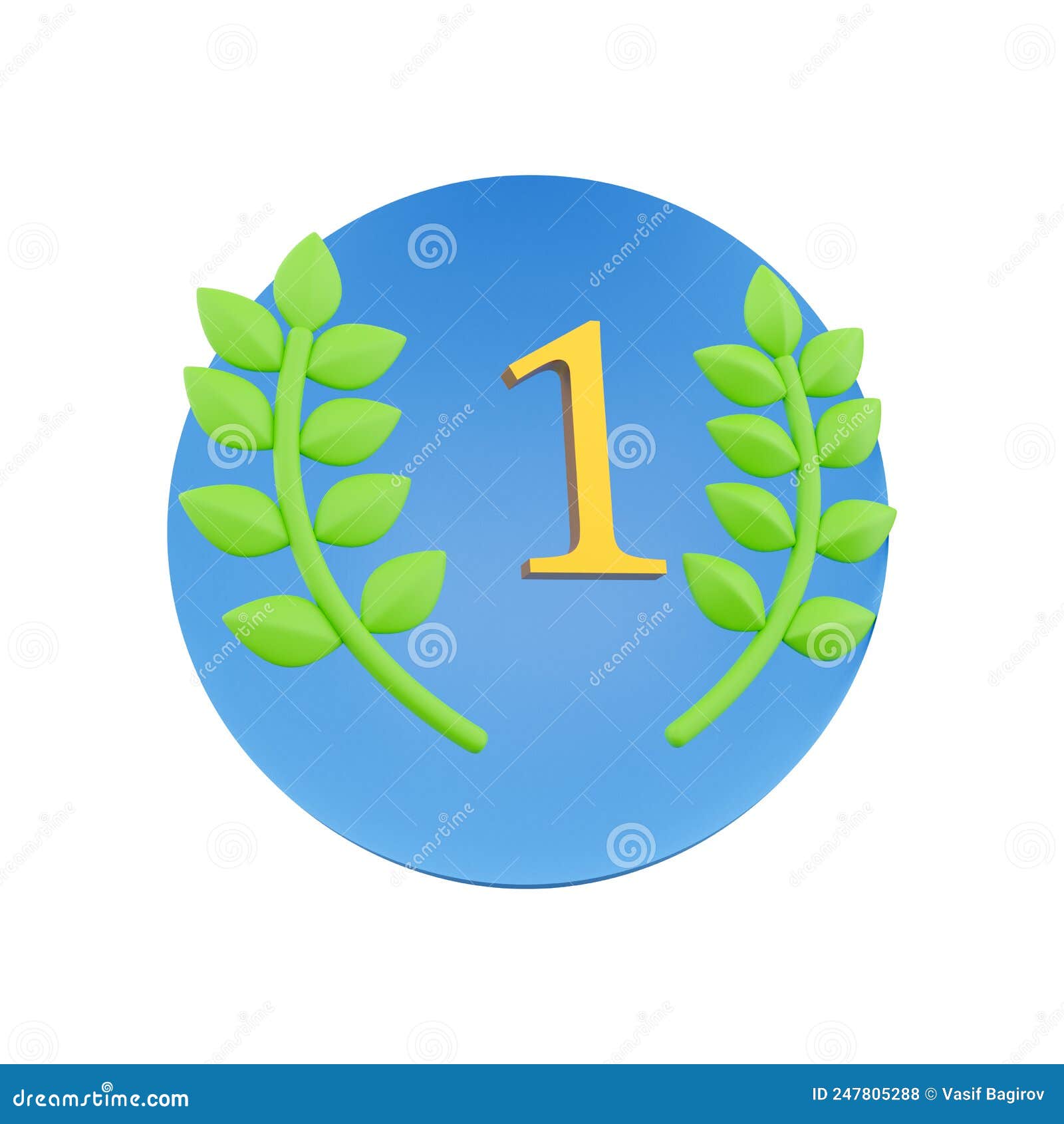 3d Render Branch and 1 Sign in Blue Circle. 3d Rendering Branch and 1 ...