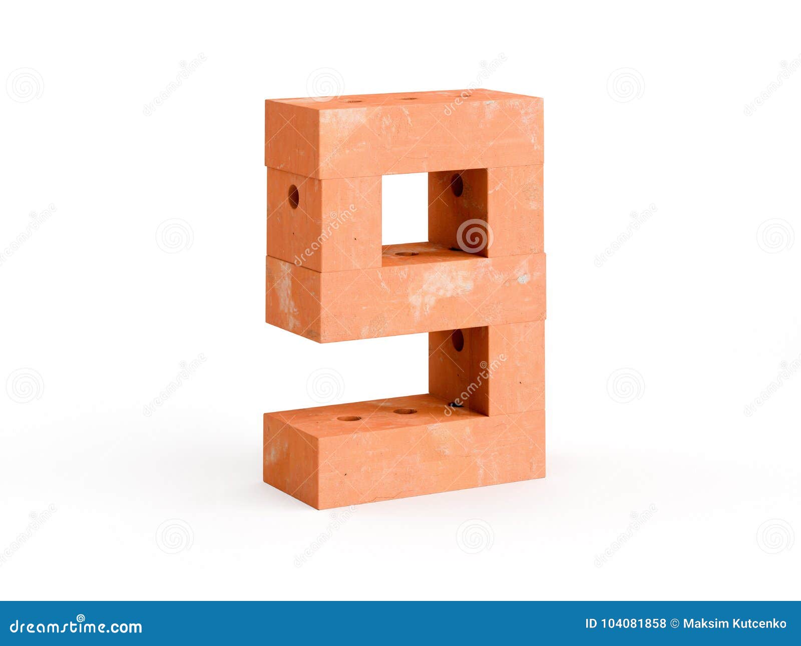 3d Render Brick Digits CG on White Background Stock Illustration ...