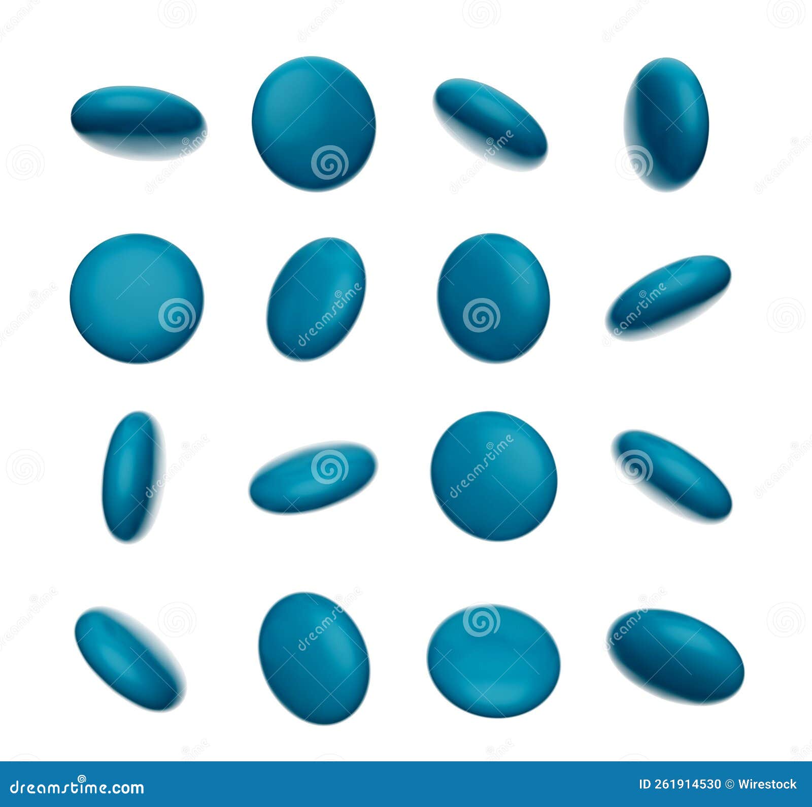 3D Render of Bright Blue Candy Drops Isolated on a White Background ...