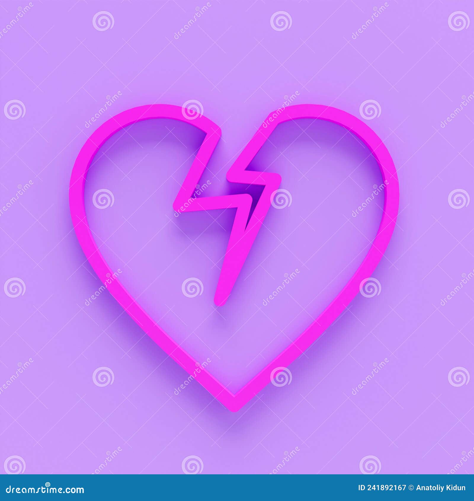 3d Render of Broken Heart Icon. Divorce Sign. End of Love Symbol ...