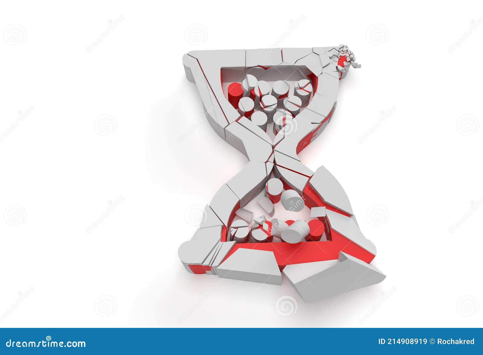 3D Render Broken Hourglass Mouse Symbol With Abstract 3d Illustration ...