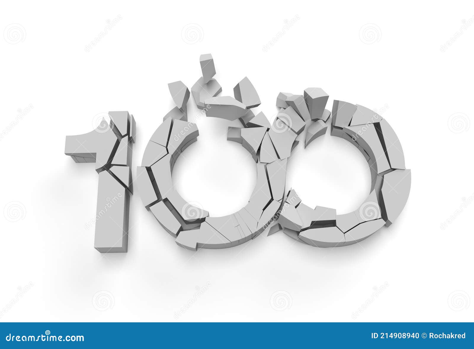 Broken Number Isolated On White Background Number 3. Cracked 3d Number ...