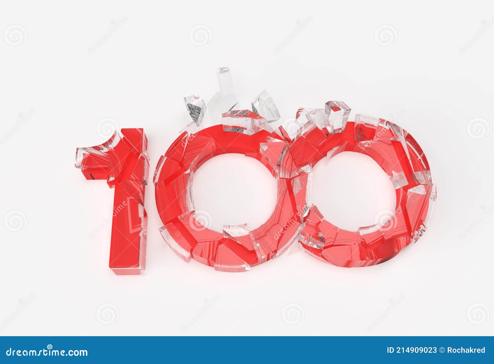 3D Render 100 Broken Number Illustration Design Stock Illustration ...
