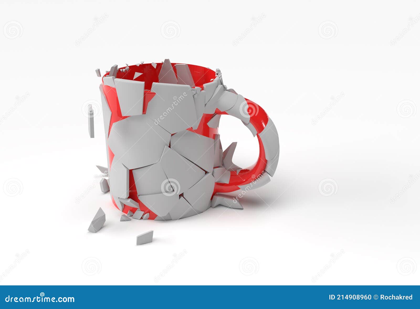 3D Render Broken Realistic Mug Mock Up, 3D Illustration Graphic Design ...