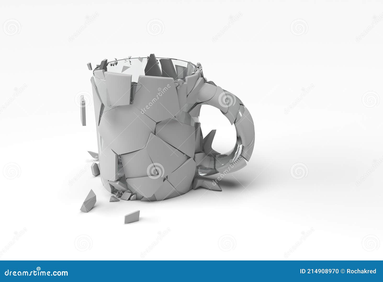 3D Render Broken Realistic Mug Mock Up, 3D Illustration Graphic Design ...