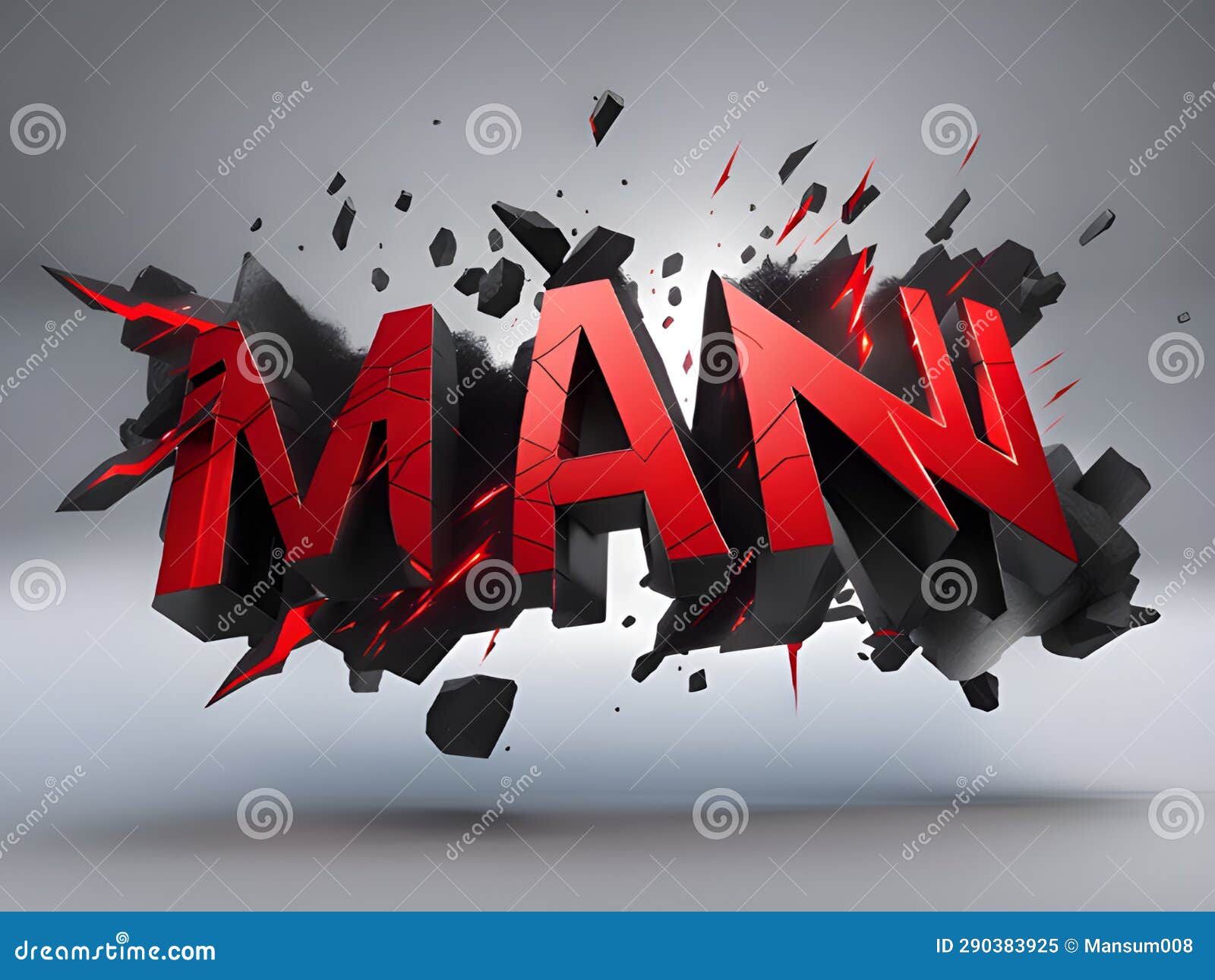 3d Render of a Broken Sign with Text Man Stock Illustration ...
