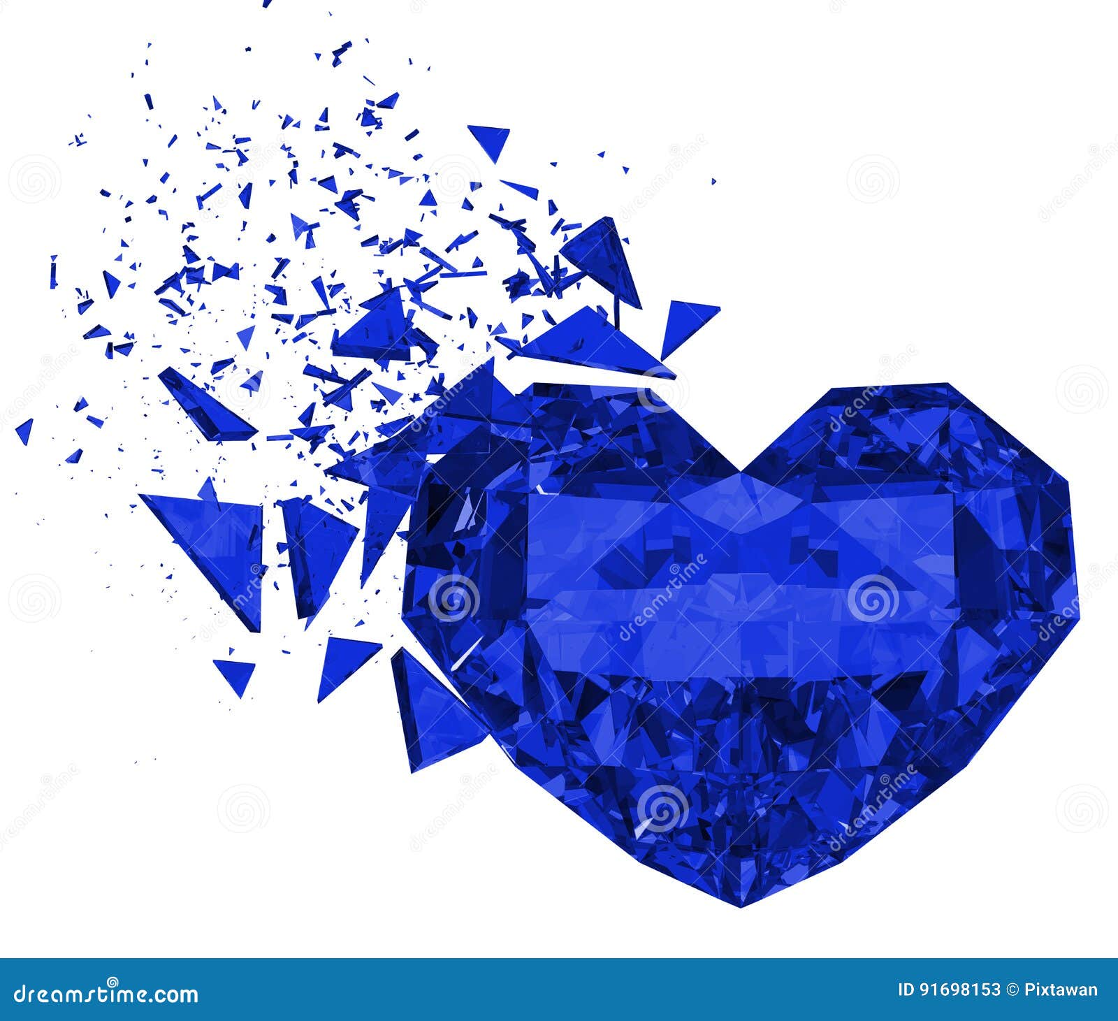 3d Render Brokken Blue Heart Stock Illustration - Illustration of ...
