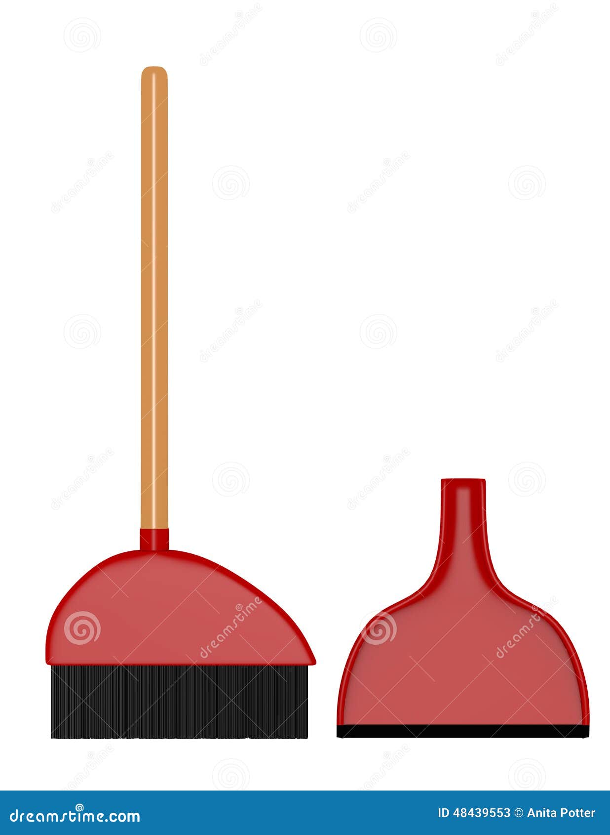 3d Render of a Broom and Dust Pan Stock Illustration - Illustration of ...