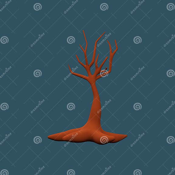 3D Render of Brown Bare Tree Element on Blue Stock Illustration ...