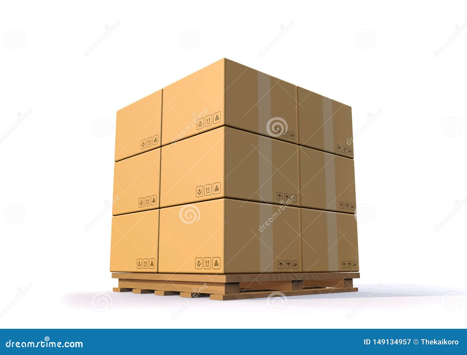 Cargo Box Stack. Carton Delivery Packaging Boxes On Wooden Pallet ...