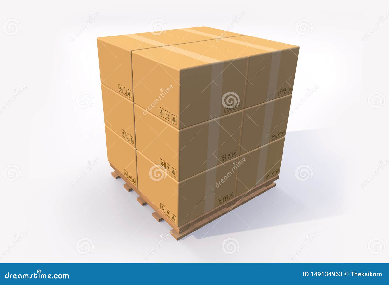 Cargo Box Stack. Carton Delivery Packaging Boxes On Wooden Pallet ...