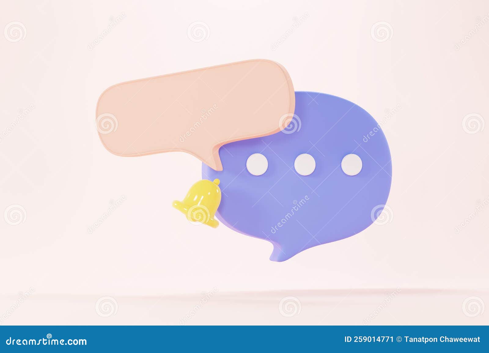 3d Render of Bubble Chat or Talk Bar with Notification. Social Media ...