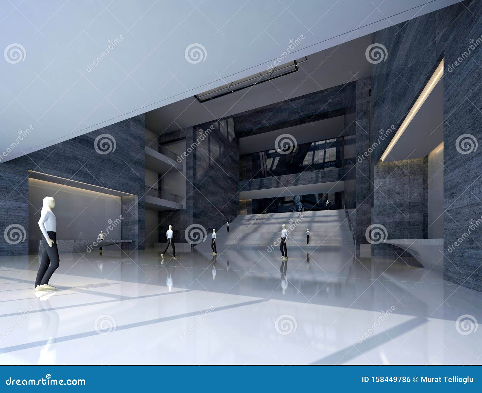 3d Render of Building Entrance Hall Stock Illustration - Illustration ...