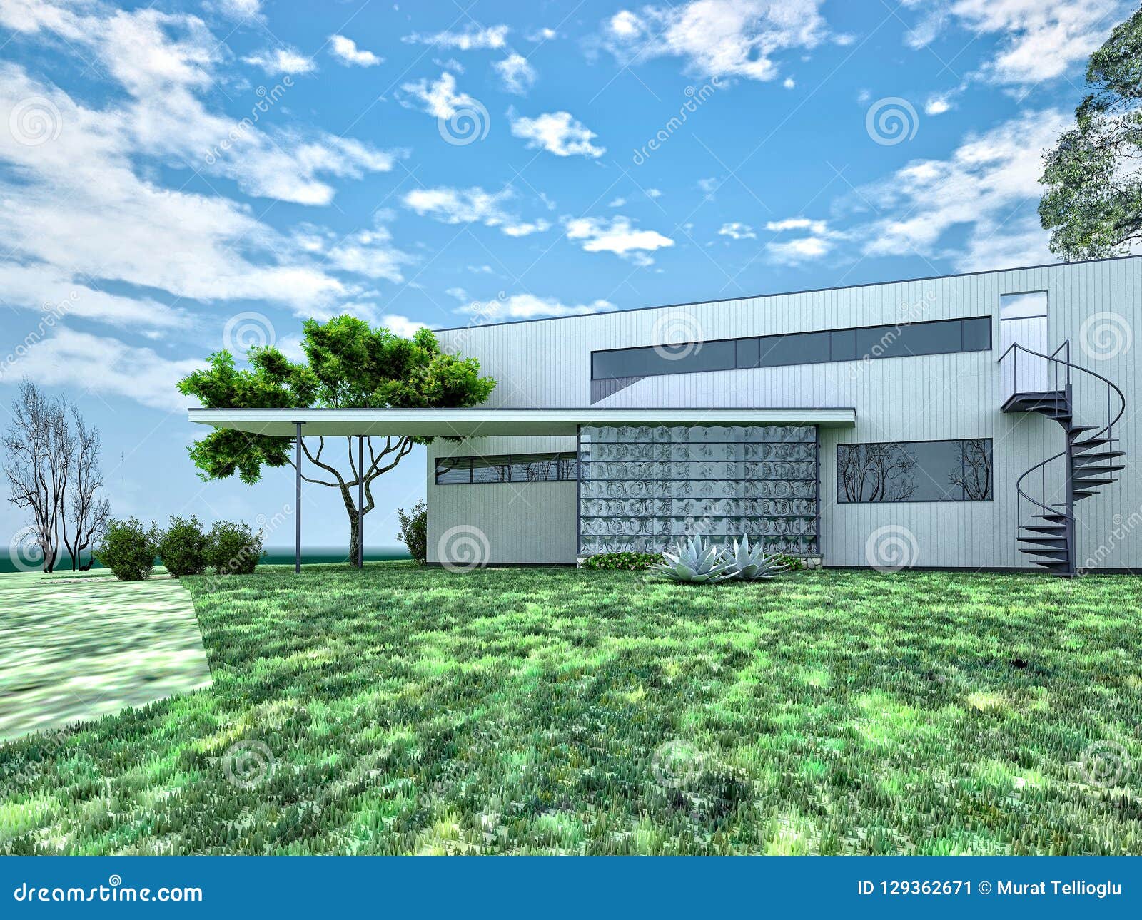 3d Render of Building Exterior. Stock Illustration - Illustration of ...