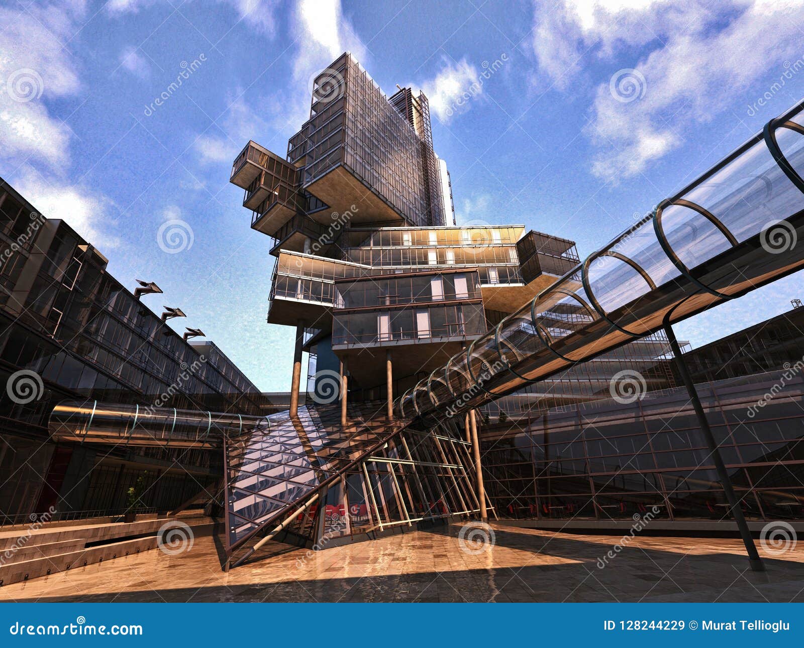 3d Render of Building Exterior Stock Illustration - Illustration of ...