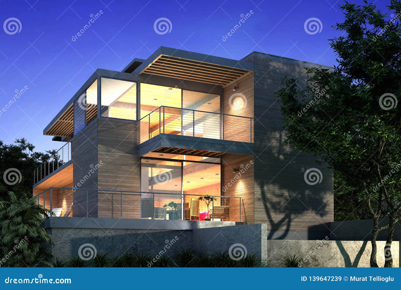 3d Render Building Exterior View Stock Illustration - Illustration of ...