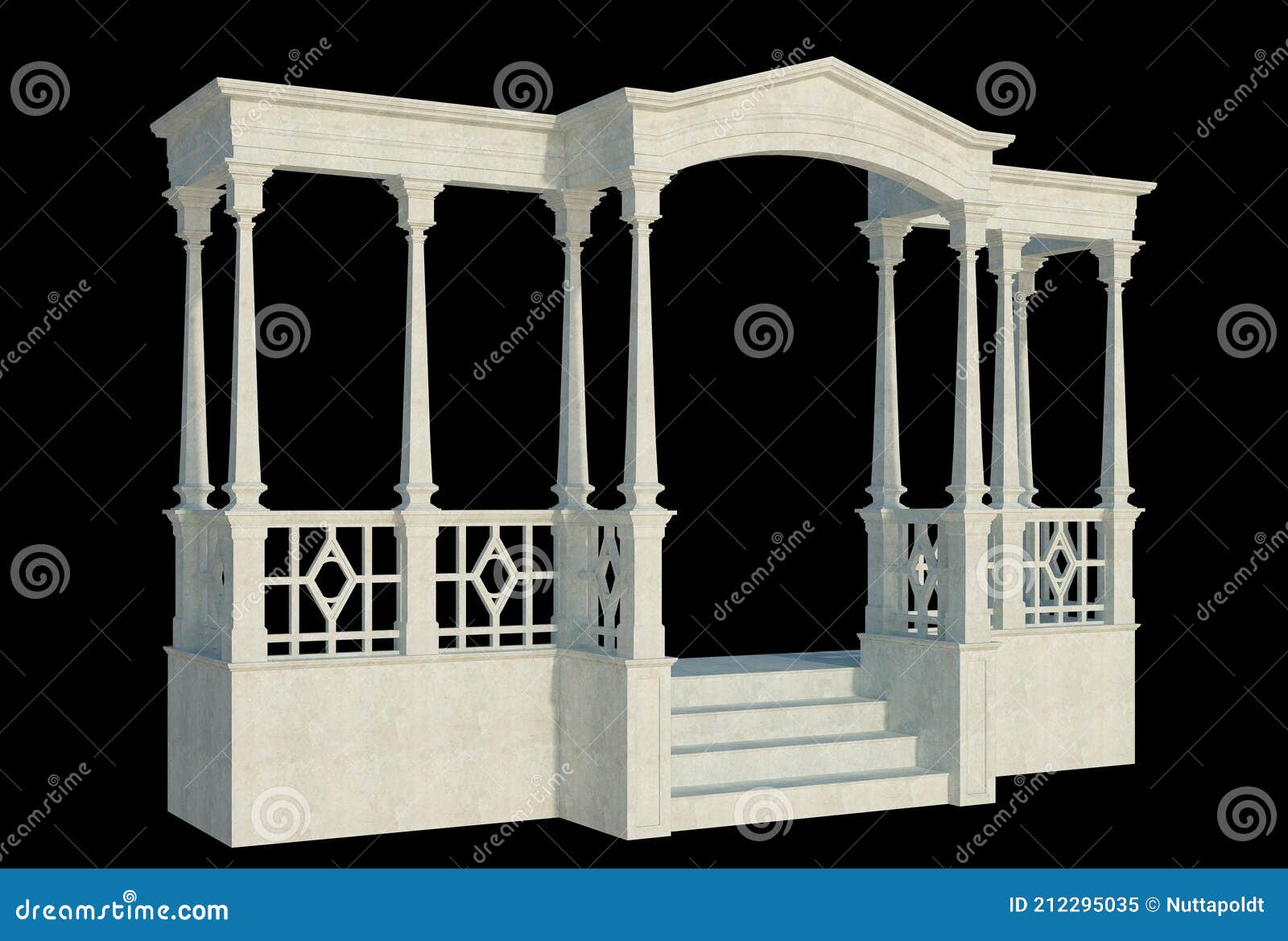 3d Render Building Structure on Isolated Stock Illustration ...