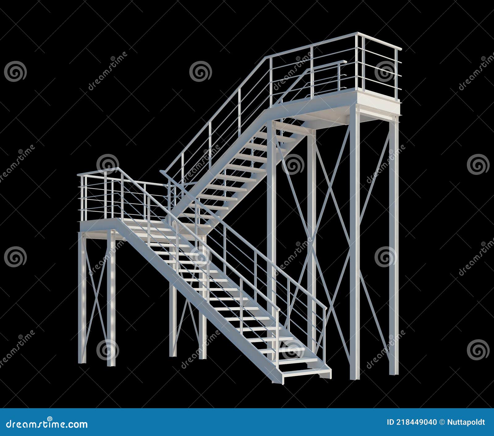 3d Render Building Structure on Isolated Stock Illustration ...