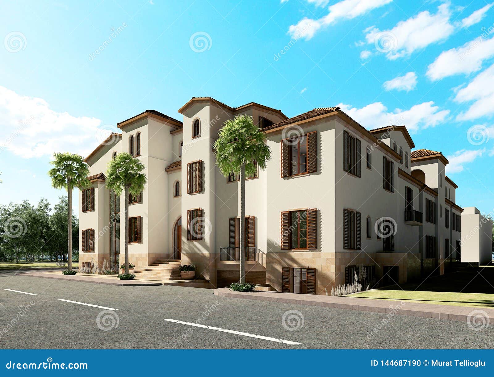 3d Render of Buildings Exterior Stock Illustration - Illustration of ...