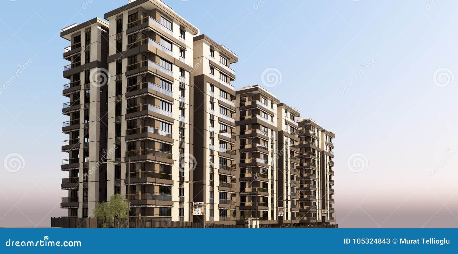 3D Render of 3 Buildings Exterior Stock Illustration - Illustration of ...