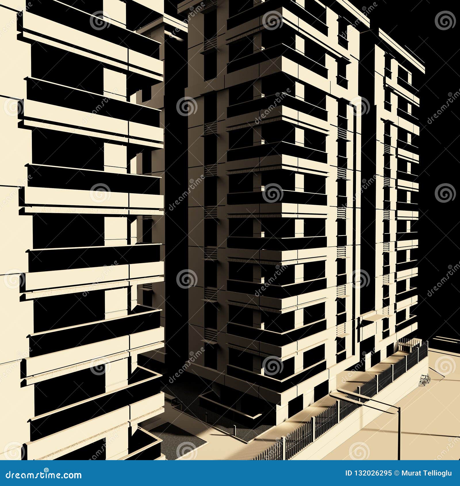 3d Render of Buildings Exterior Stock Illustration - Illustration of ...