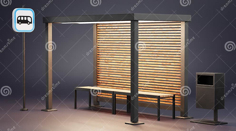 3D Render of Bus Station stock illustration. Illustration of realistic ...