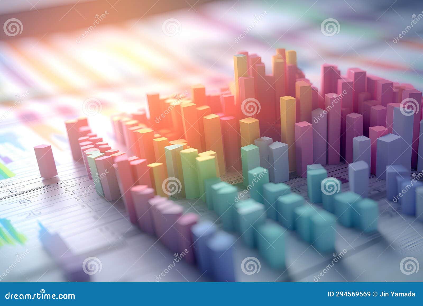 3d Render of Business Graph. Abstract Background with Financial Chart ...