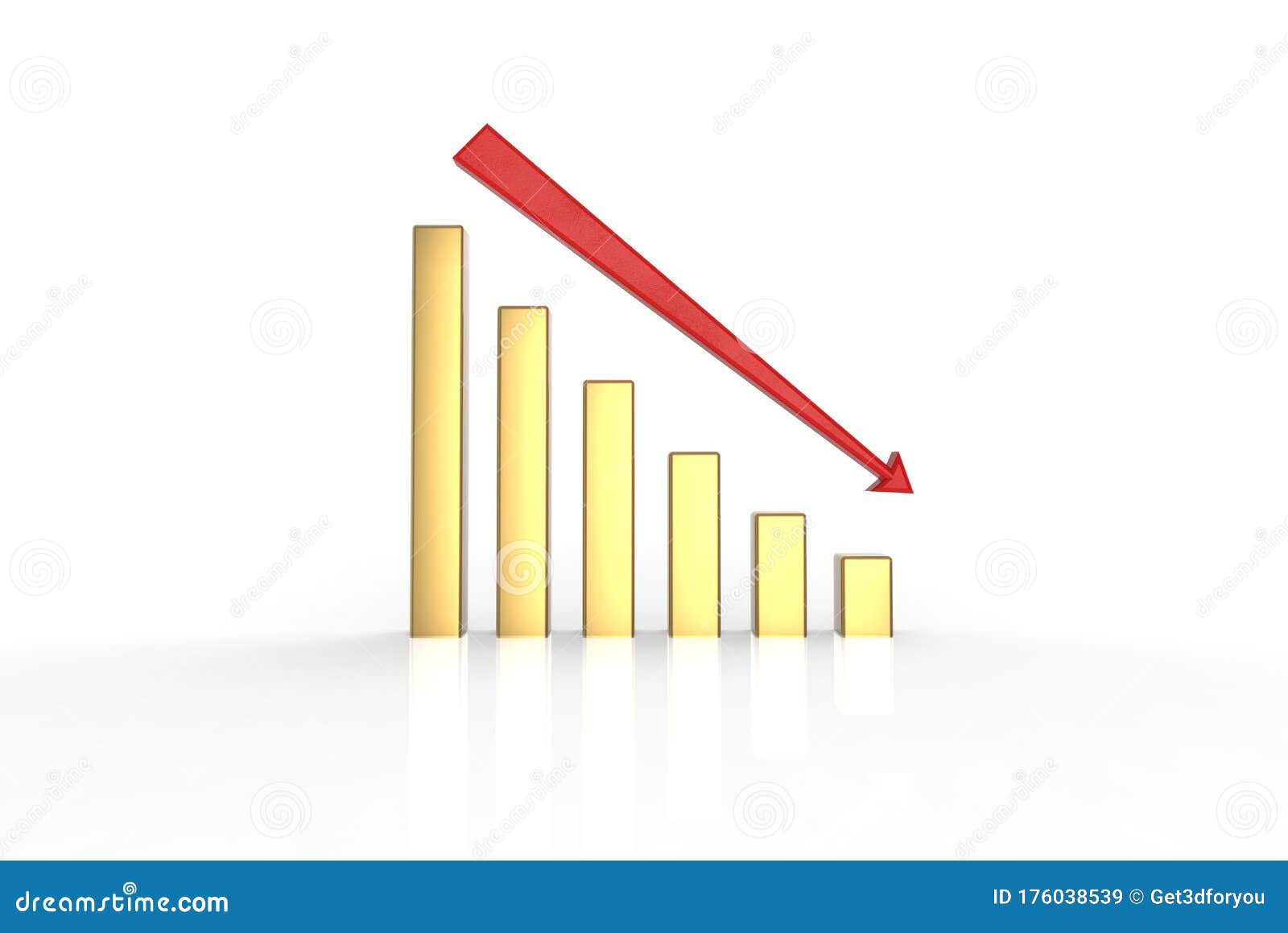 3D Render of Business Graph Going Down Stock Illustration ...