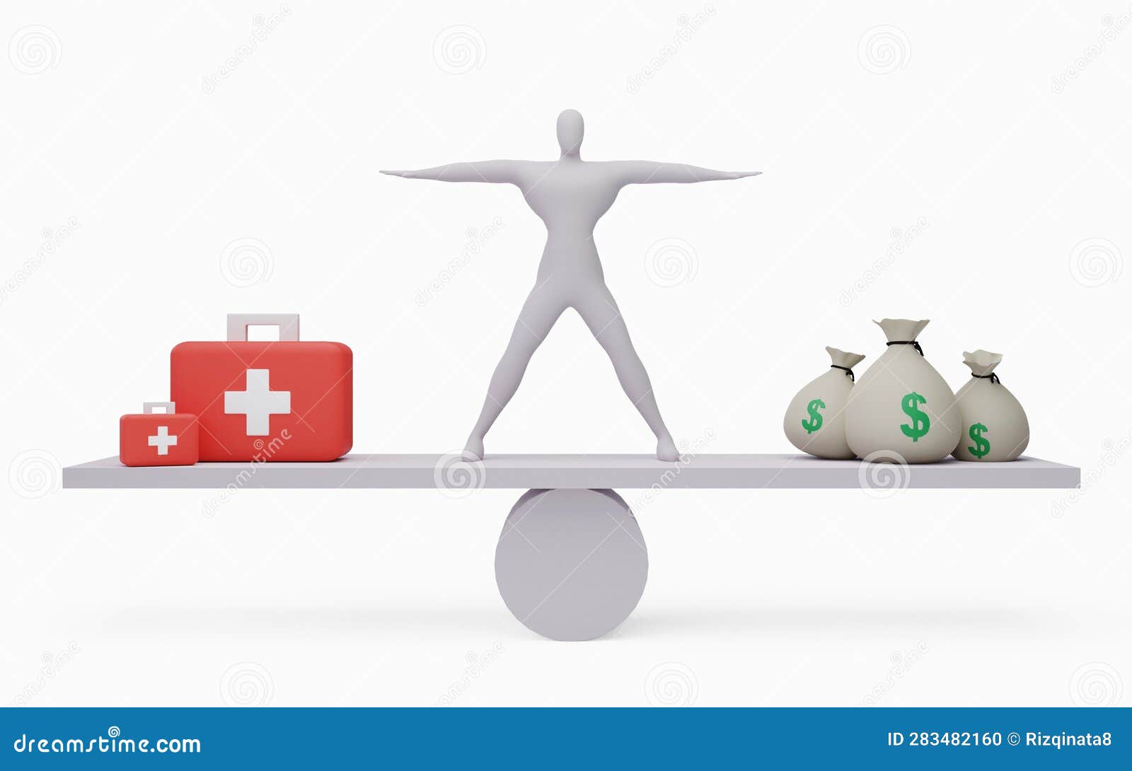 3D Render of Businessman Balancing Health and Work. Health and Work ...